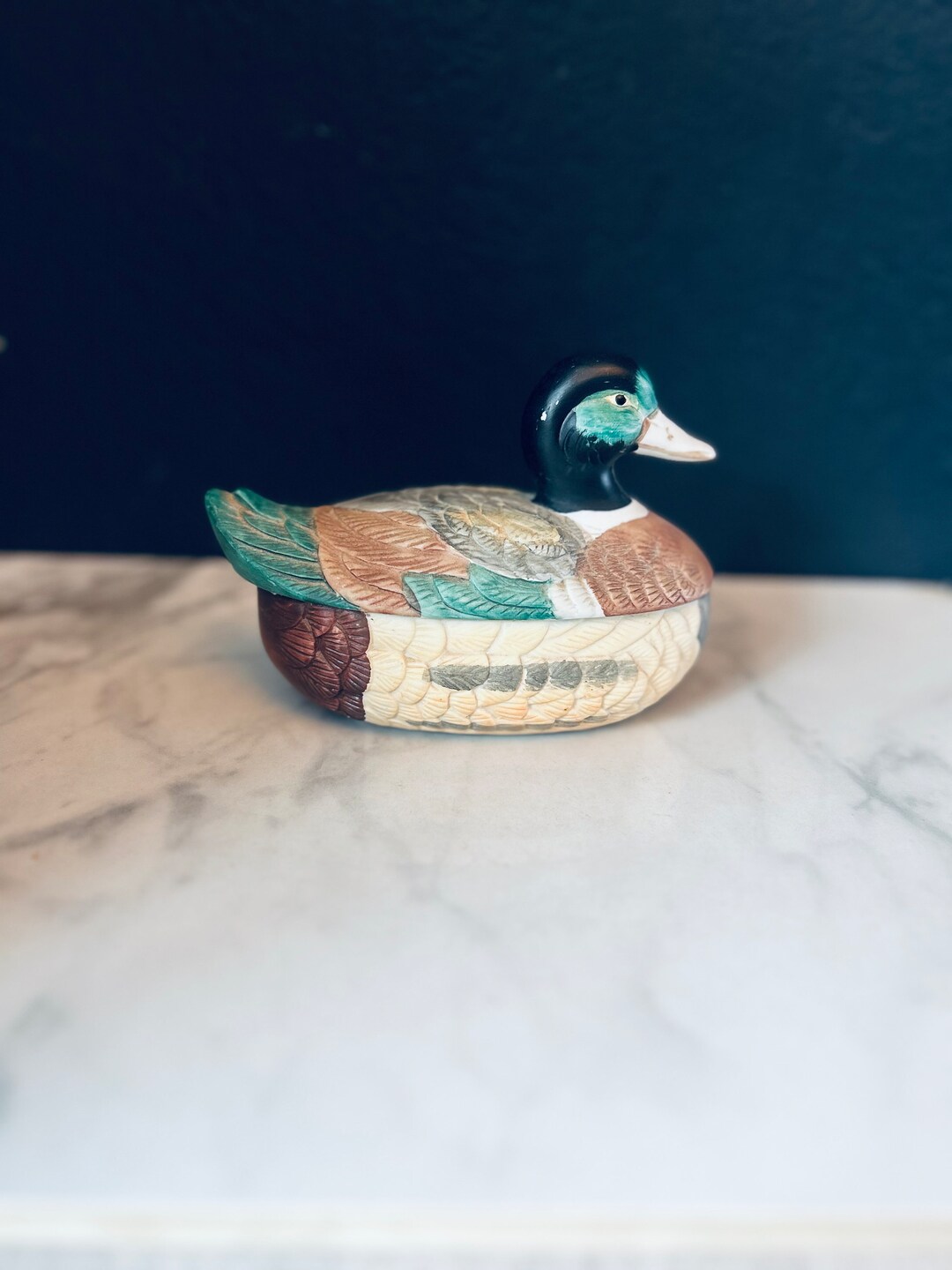 Porcelain Duck Trinket Box 80s 6” Length - Etsy