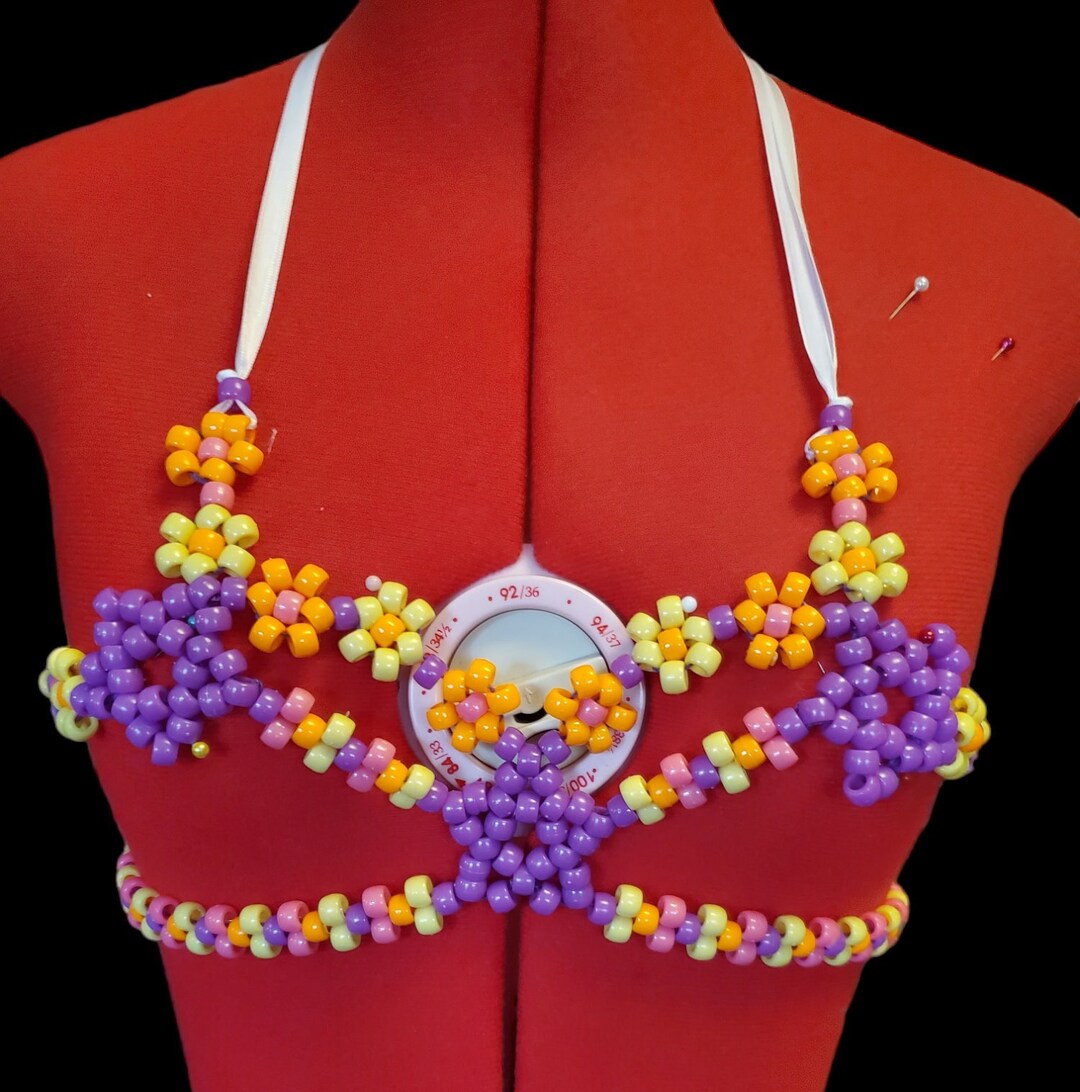 Kandi Bead Bra Top Adjustable With Stars and Flowers - Etsy