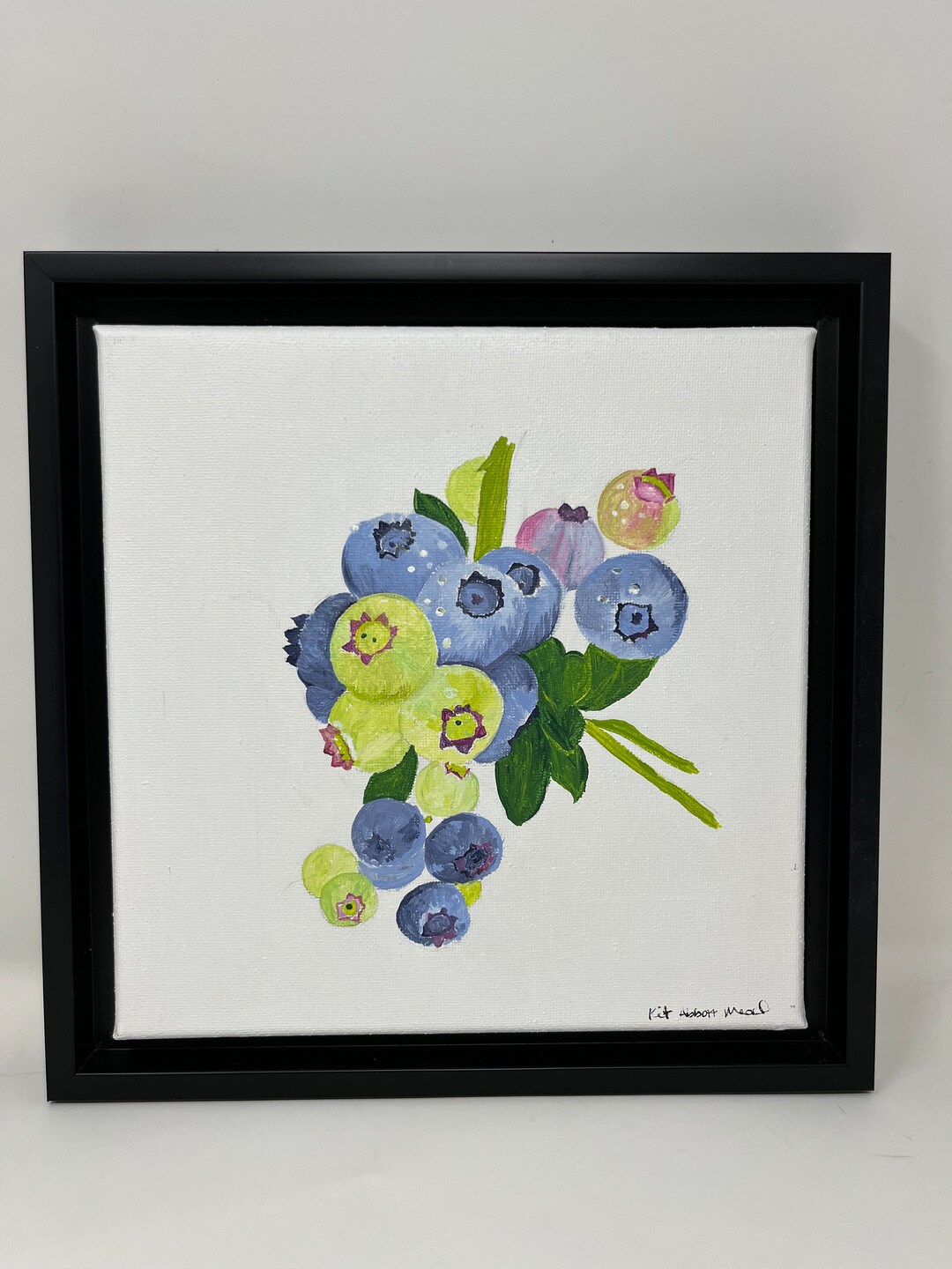 Blueberries Acrylic Painting in Wood Frame - Etsy