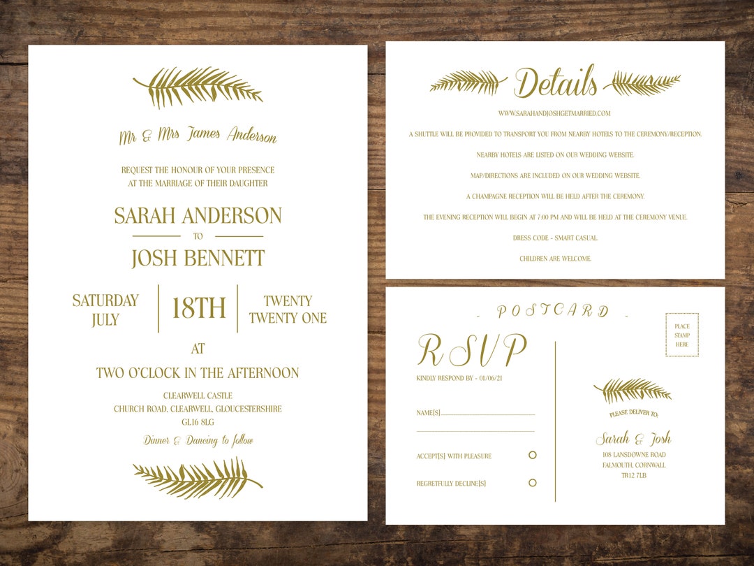 Fresh Modern Wedding Invitation Set Contemporary Wedding - Etsy