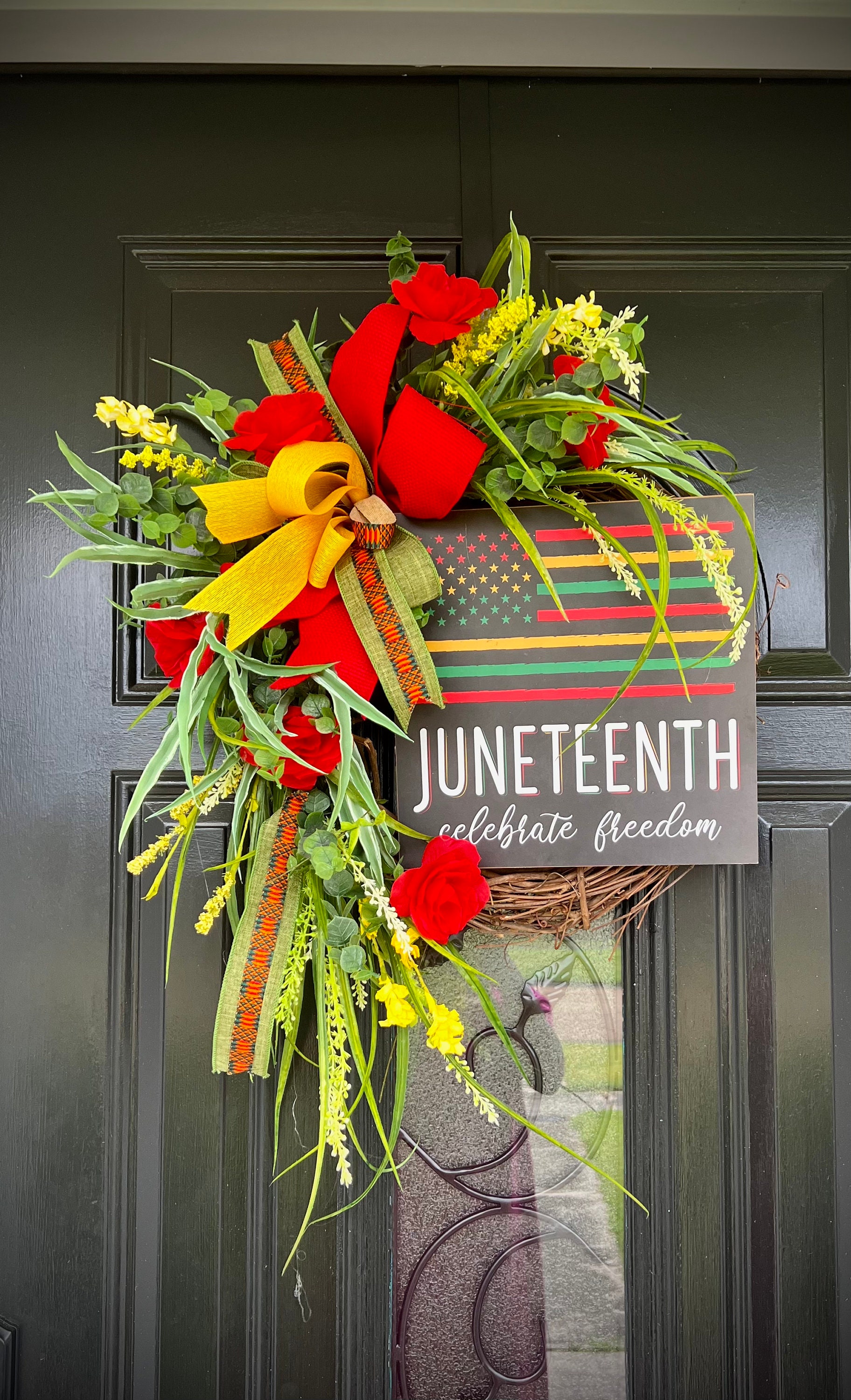 Juneteenth Wreath for Front Door, Celebrate Juneteenth, African ...