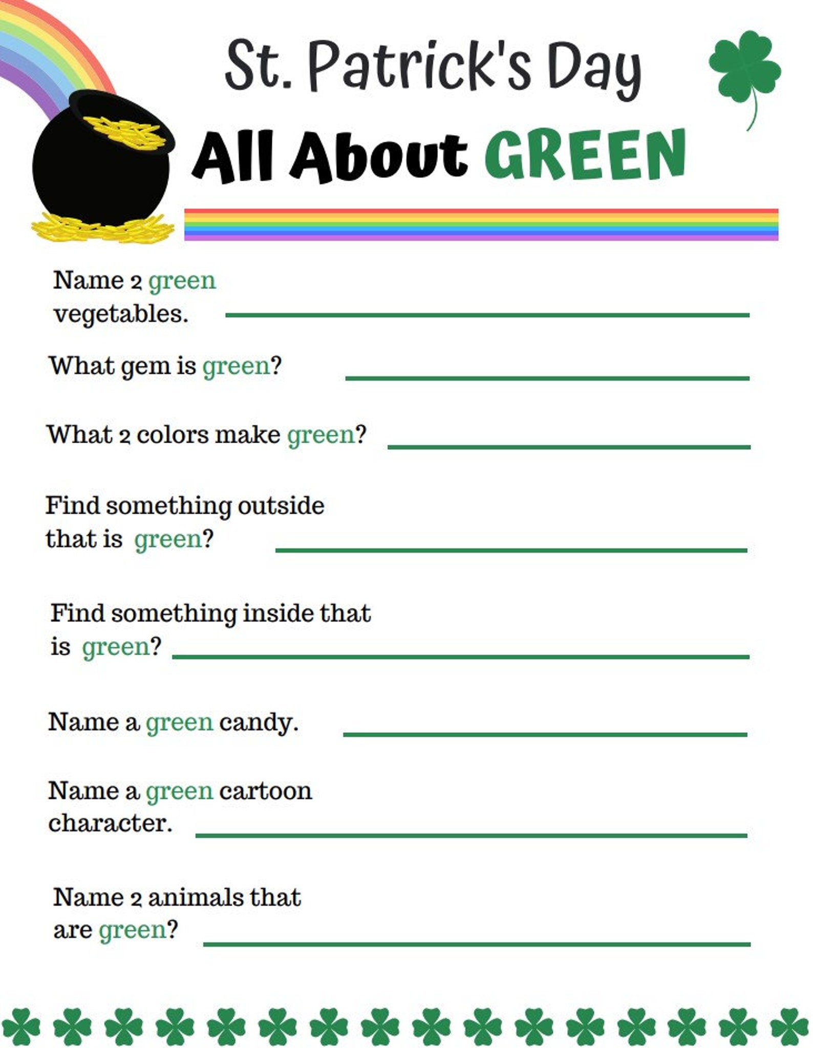 St. Patrick's Day Games, Games for Kids, St. Patrick's Day Games for ...