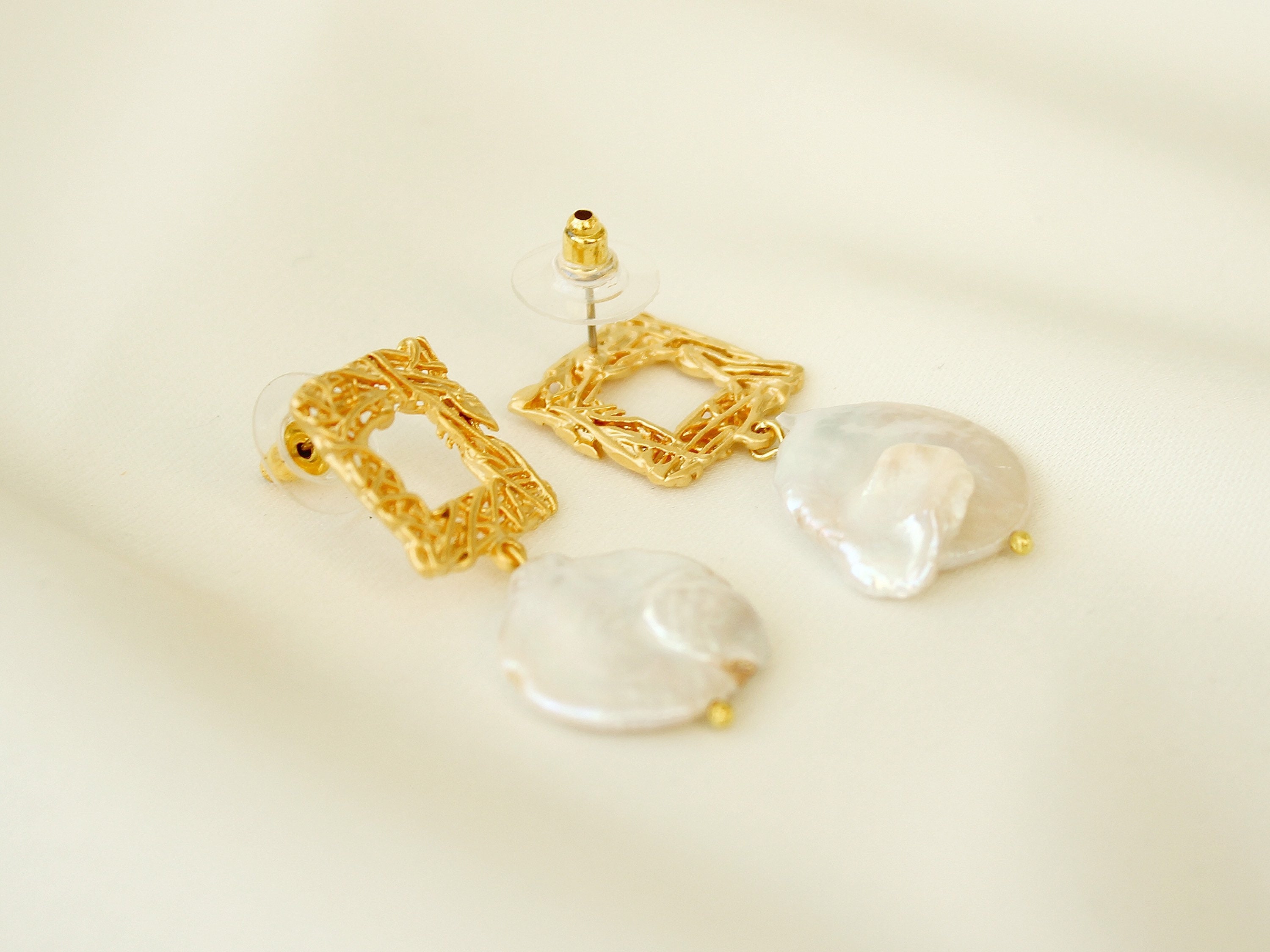 Pearl Square Earrings/ Bridal Jewelry/ Wedding Earrings/ | Etsy