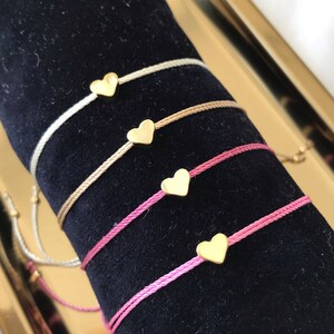 Heart String Bracelet Gold Heart Beaded Bracelet Best Friend Gifts - Etsy