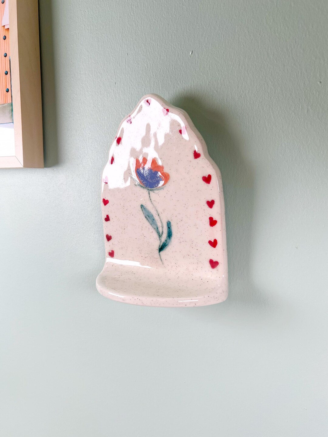 Floral Ceramic Shelf, Handmade Ceramic Altar, Ceramic Wall Decor, Wall ...