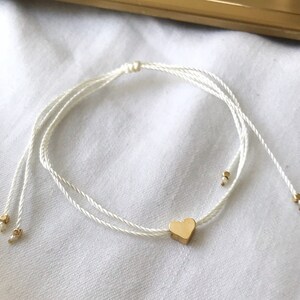 Heart String Bracelet Gold Heart Beaded Bracelet Best Friend Gifts - Etsy