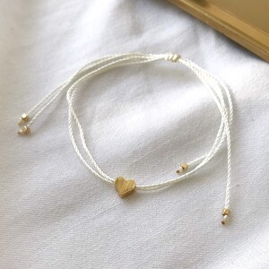 Heart String Bracelet Gold Heart Beaded Bracelet Best Friend Gifts - Etsy