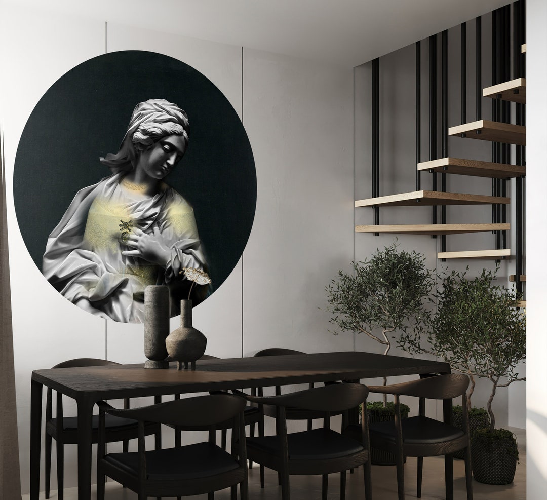 Circle Sticker, Lady Sculpture, Surreal Portrait, Statue, Geometric ...