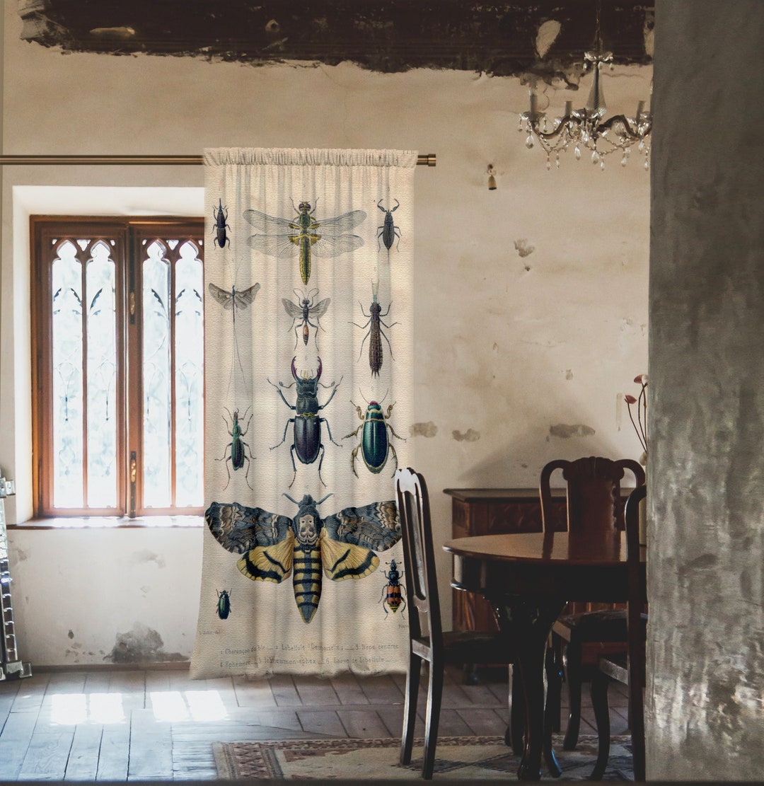 Set of 2 Curtains With Vintage Insects, Blackout Curtains - Etsy