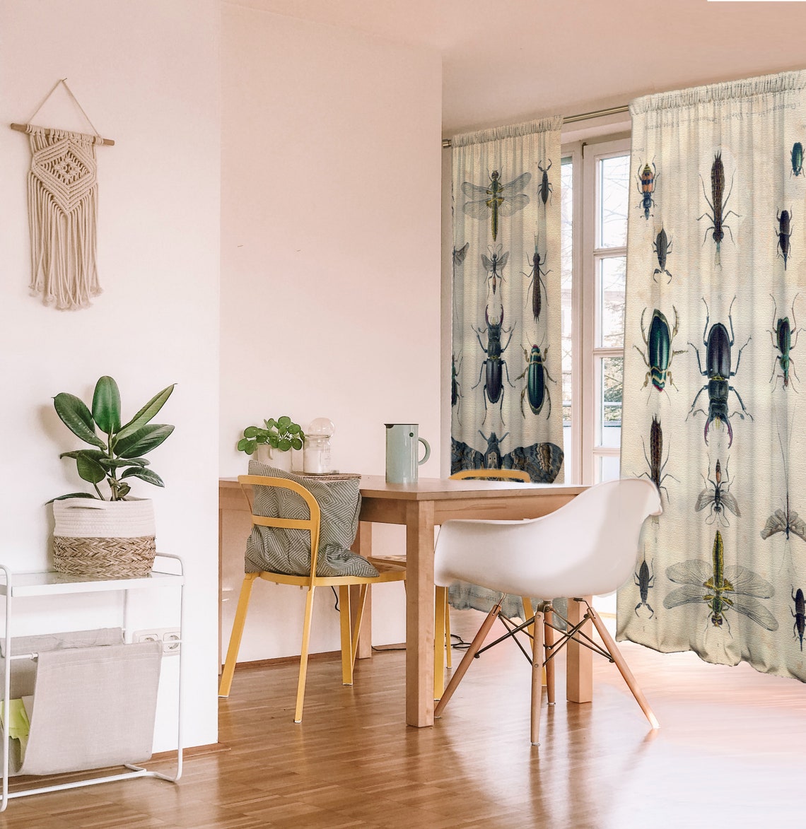 Set of 2 Curtains With Vintage Insects Blackout Curtains - Etsy