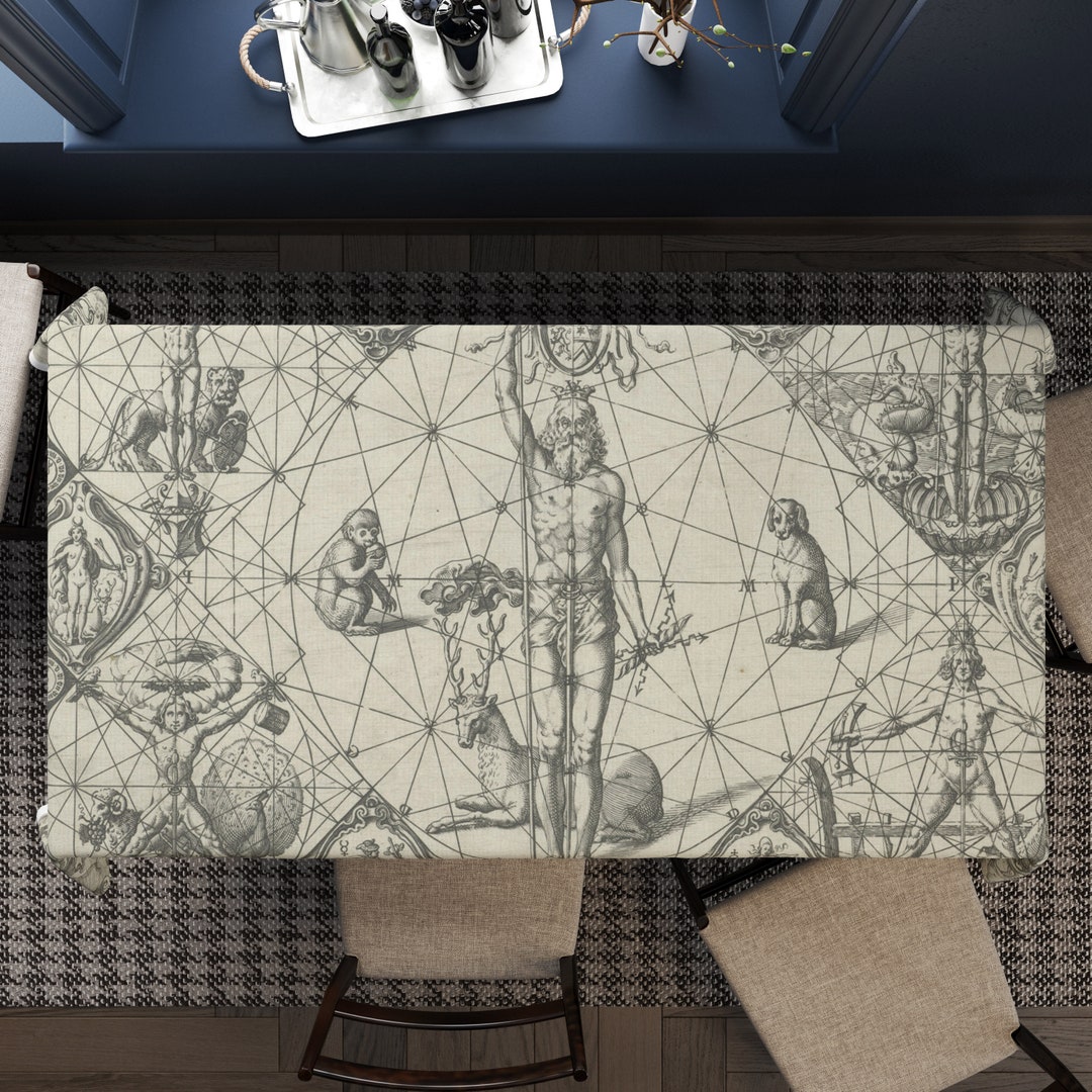 VELVET Art TABLE Cloth, Custom Tablecloth, Astrology, Vintage, COLORS ...