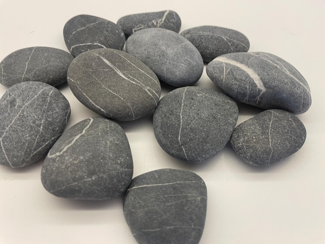 12 Large Pieces Natural Striped Beach Stones Sea Stones Beach Pebbles ...