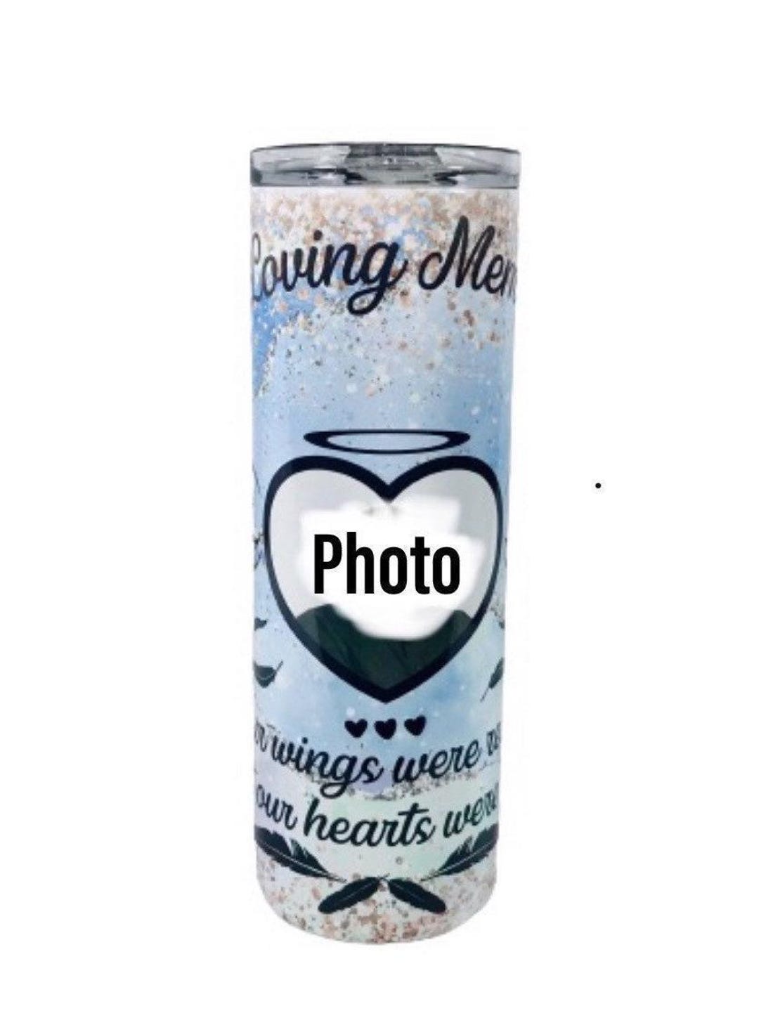 Custom Memorial Tumbler, in Loving Memory Cup With Pictures, Angel Tumbler 20oz, Sympathy Gift ...