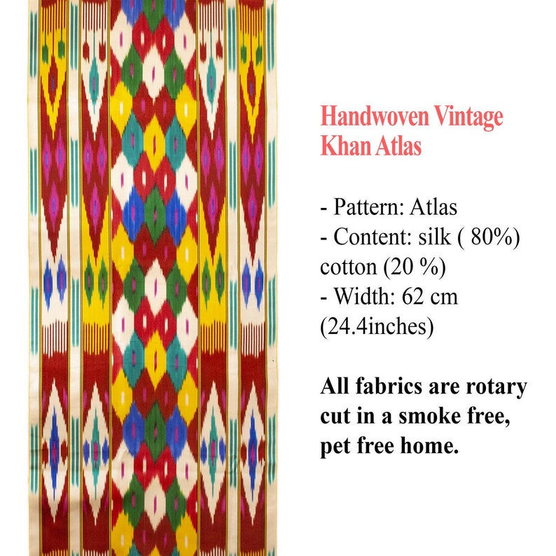 Handwoven Uzbek Khan Atlas Silk Ikat Width 62cm 24.4 inches | Etsy