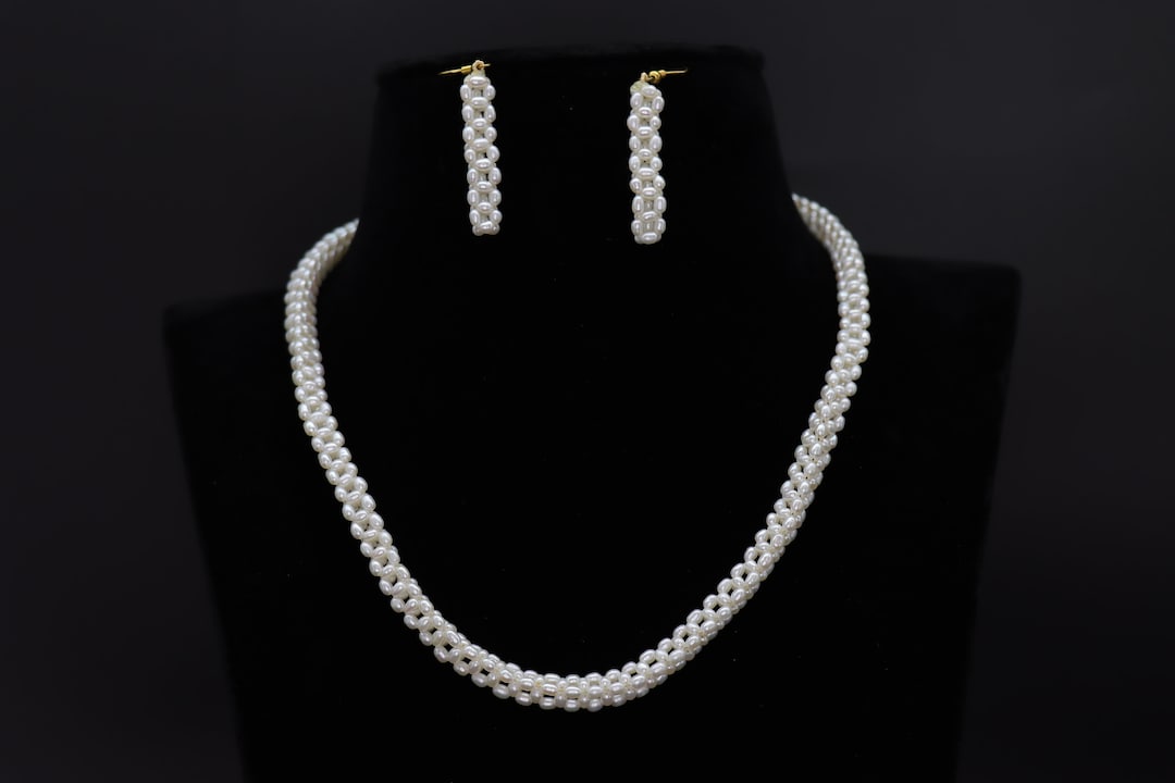 Precious Real Rice Pearl Set, Hyderabadi Pearl Necklace Set, Lustrous ...