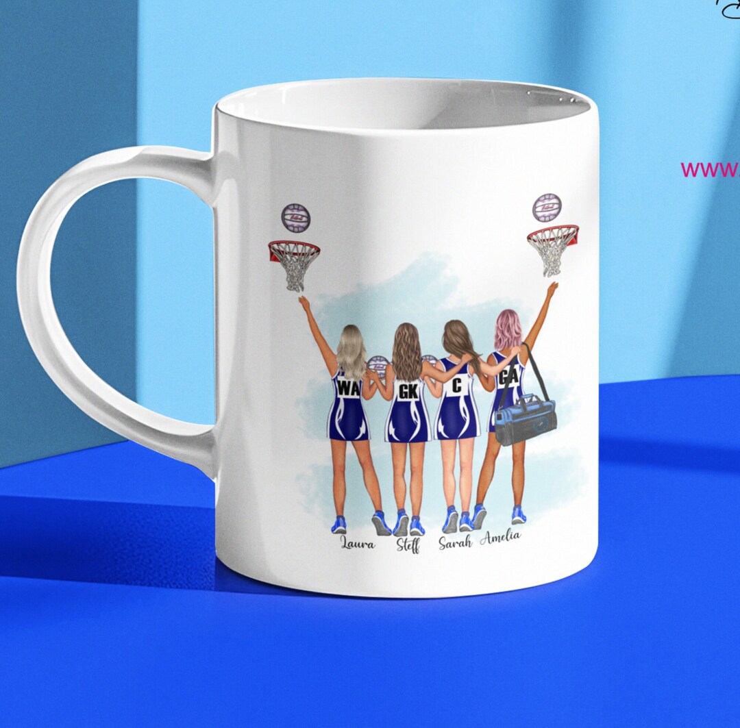 Personalised Netball Friends Custom Ceramic Mug, 110z Mug - Etsy UK