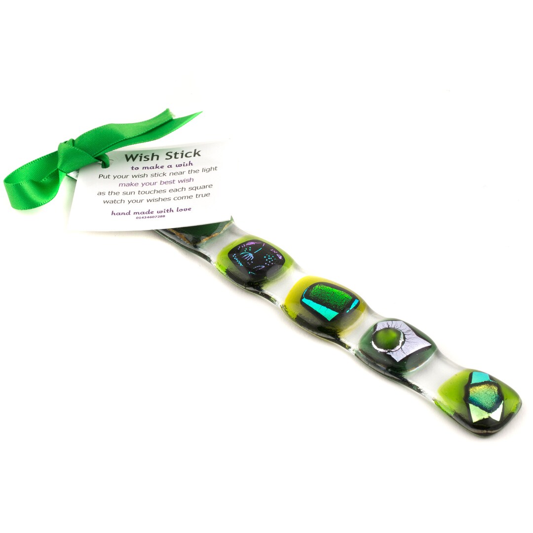 Fused Glass Green Wish Stick - Etsy