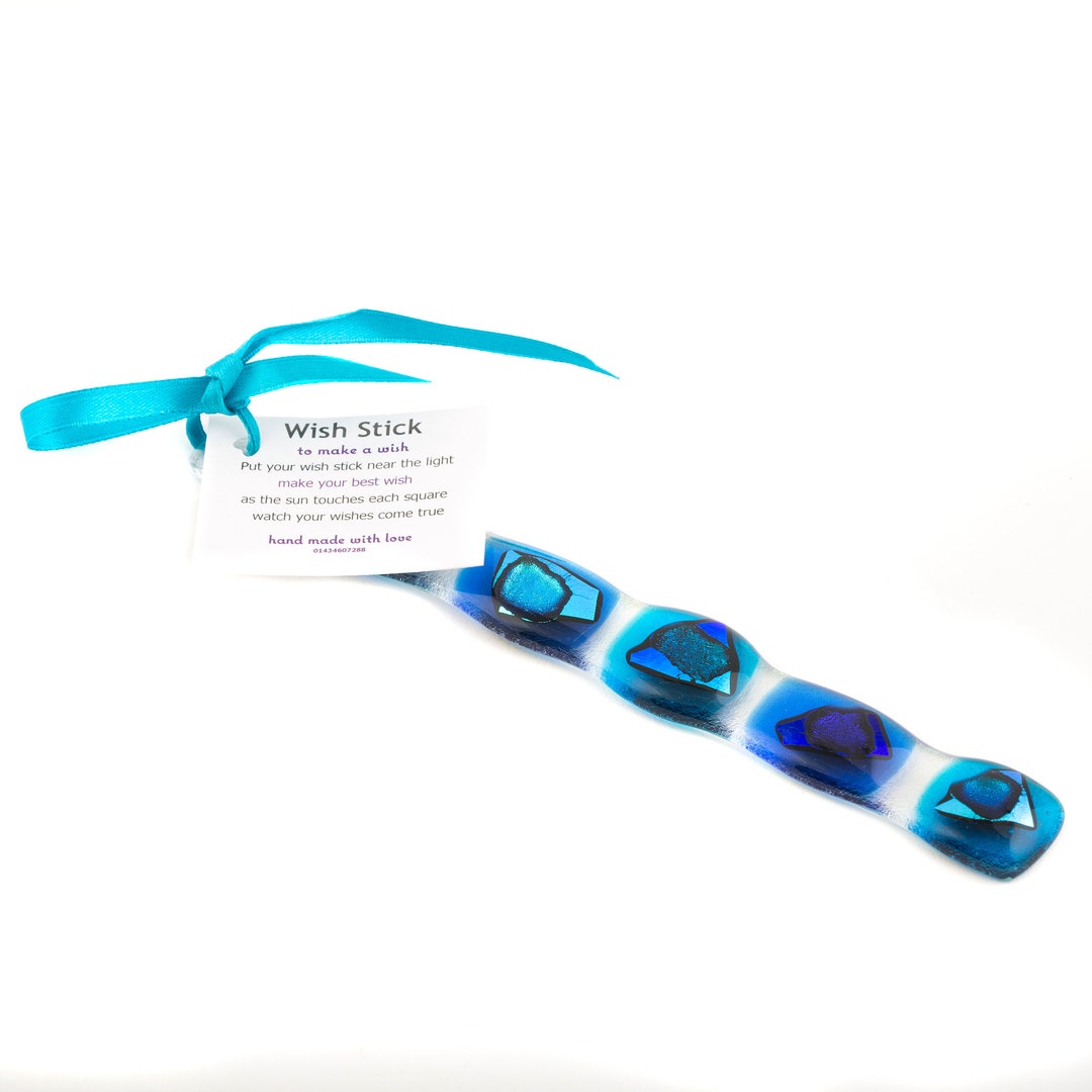 Fused Glass Blue Wish Stick - Etsy UK