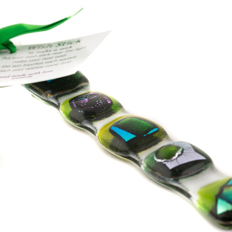 Fused Glass Green Wish Stick - Etsy UK