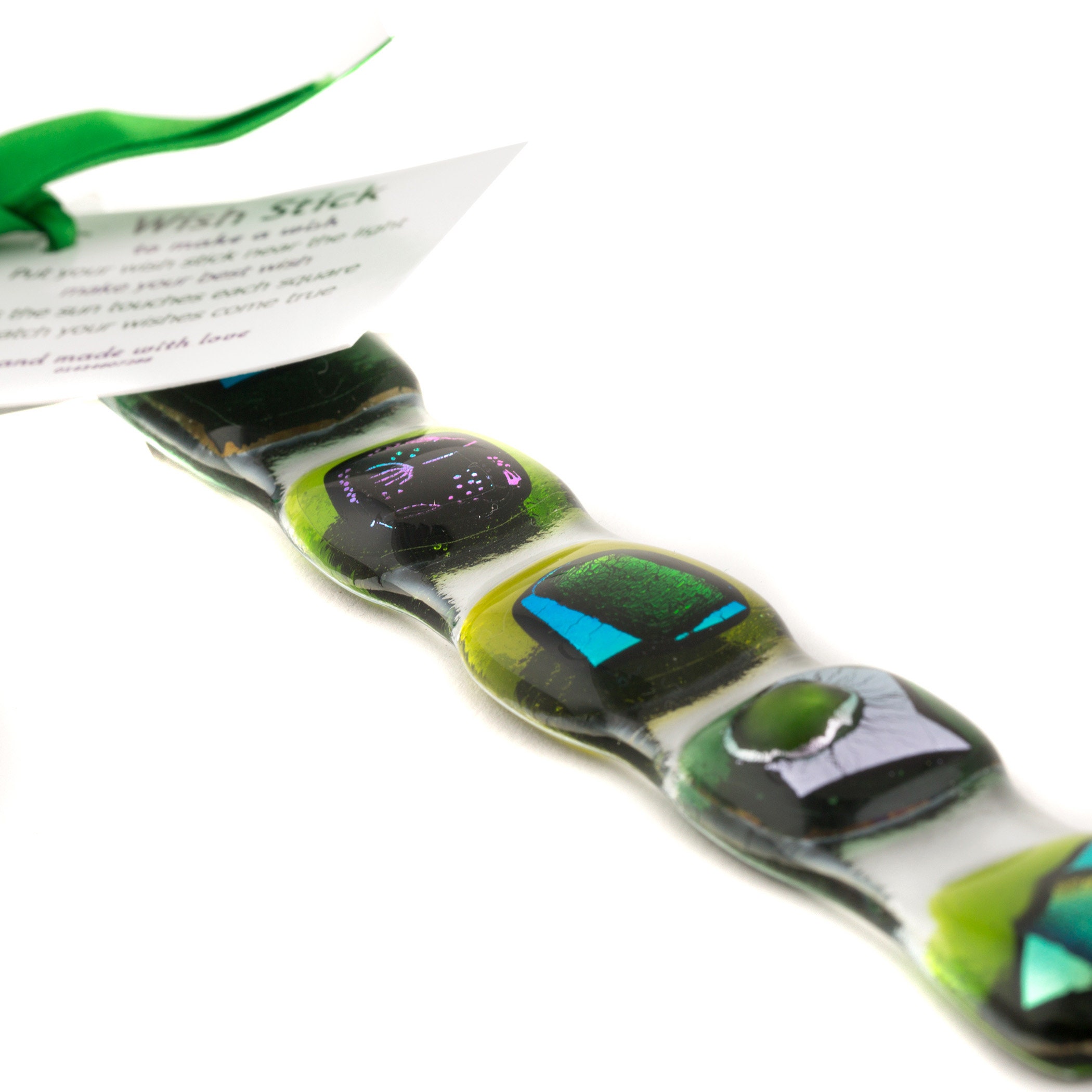 Fused Glass Green Wish Stick - Etsy