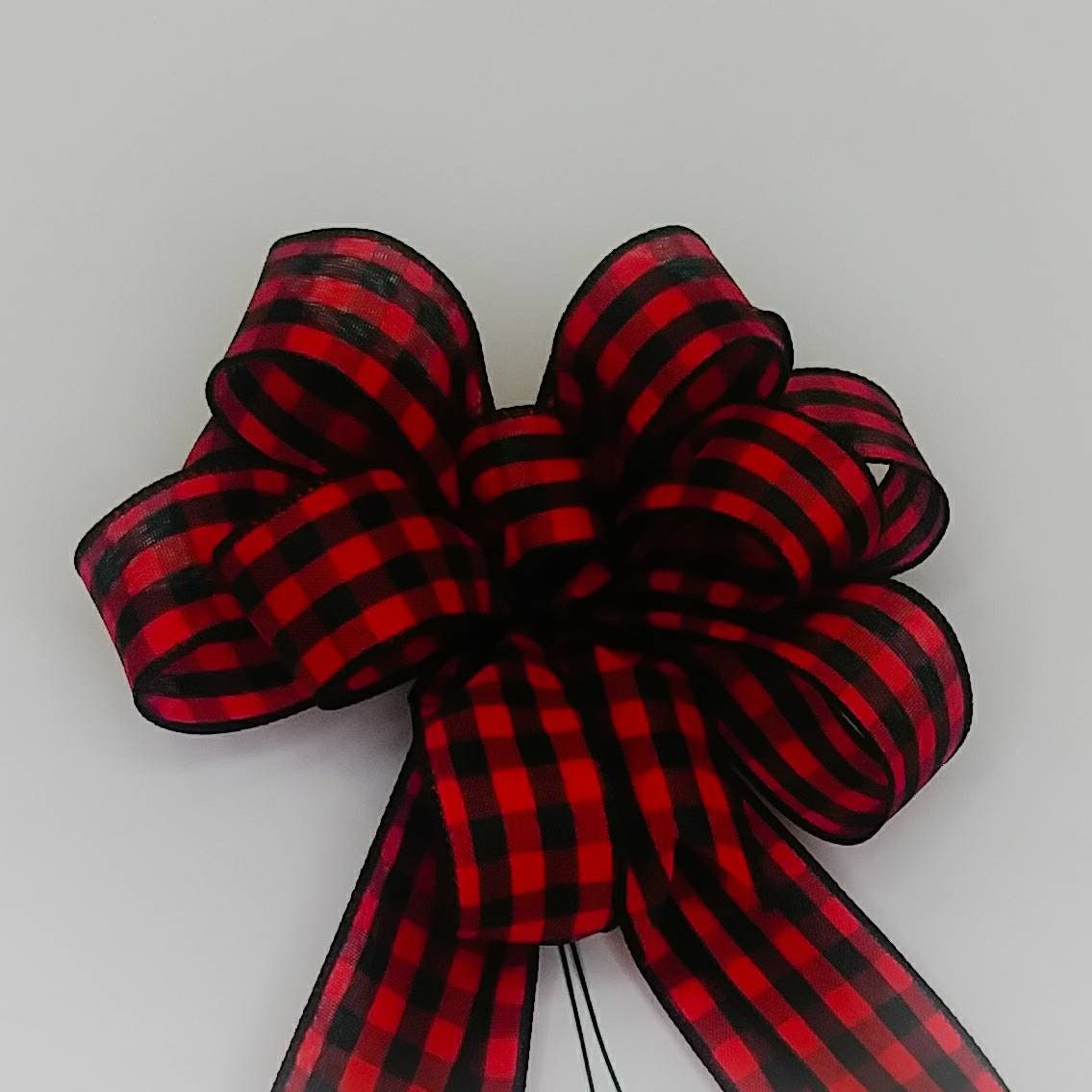 Christmas Bow Wreath Bow Red And Black Check Buffalo Check Etsy
