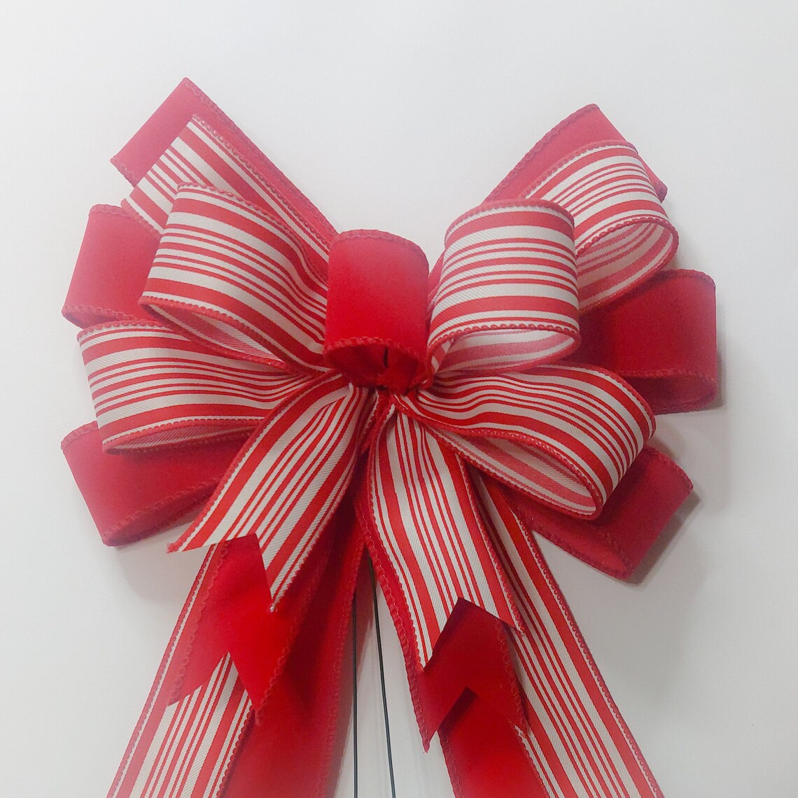 Red Varied Stripes With Red Velvet Bow - Etsy
