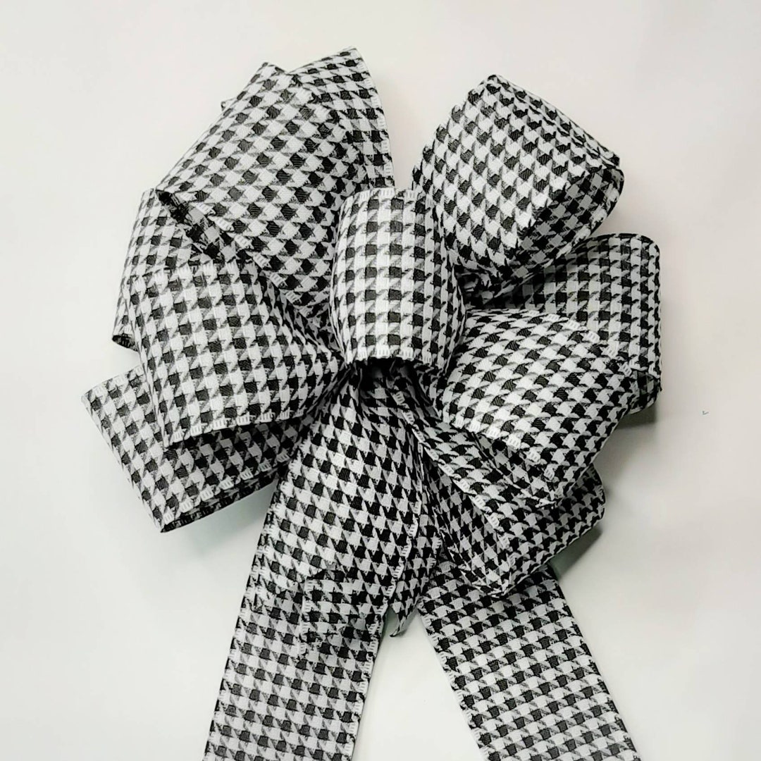 Wreath Bow, Black and White Houndstooth, Size Medium - Etsy
