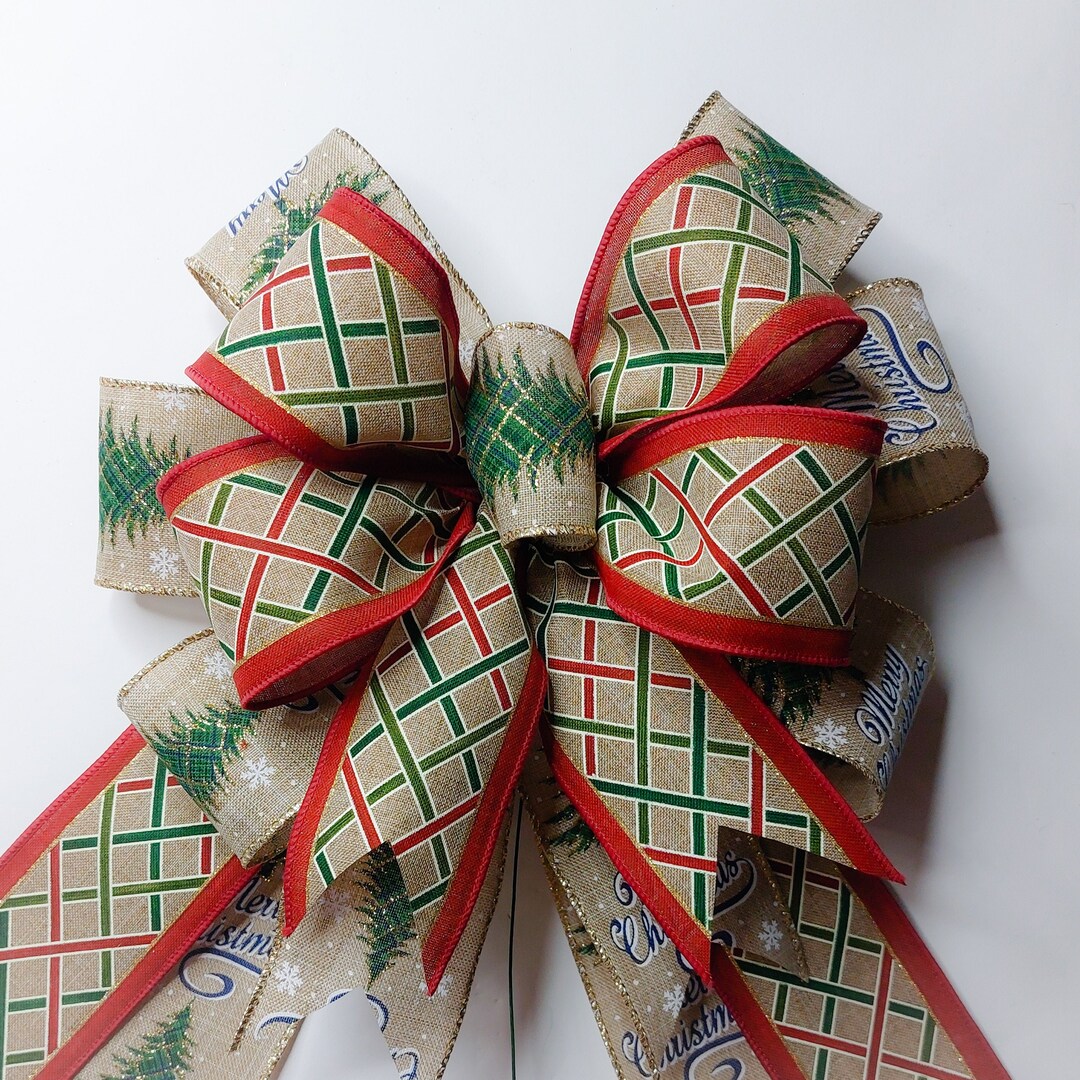 Diagonal Lines With Christmas Trees Christmas Bow - Etsy