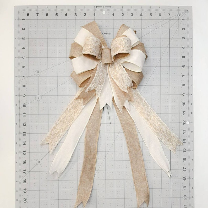 Beige, White Linen, Lace, Wedding Bow, Wreath Bow - Etsy