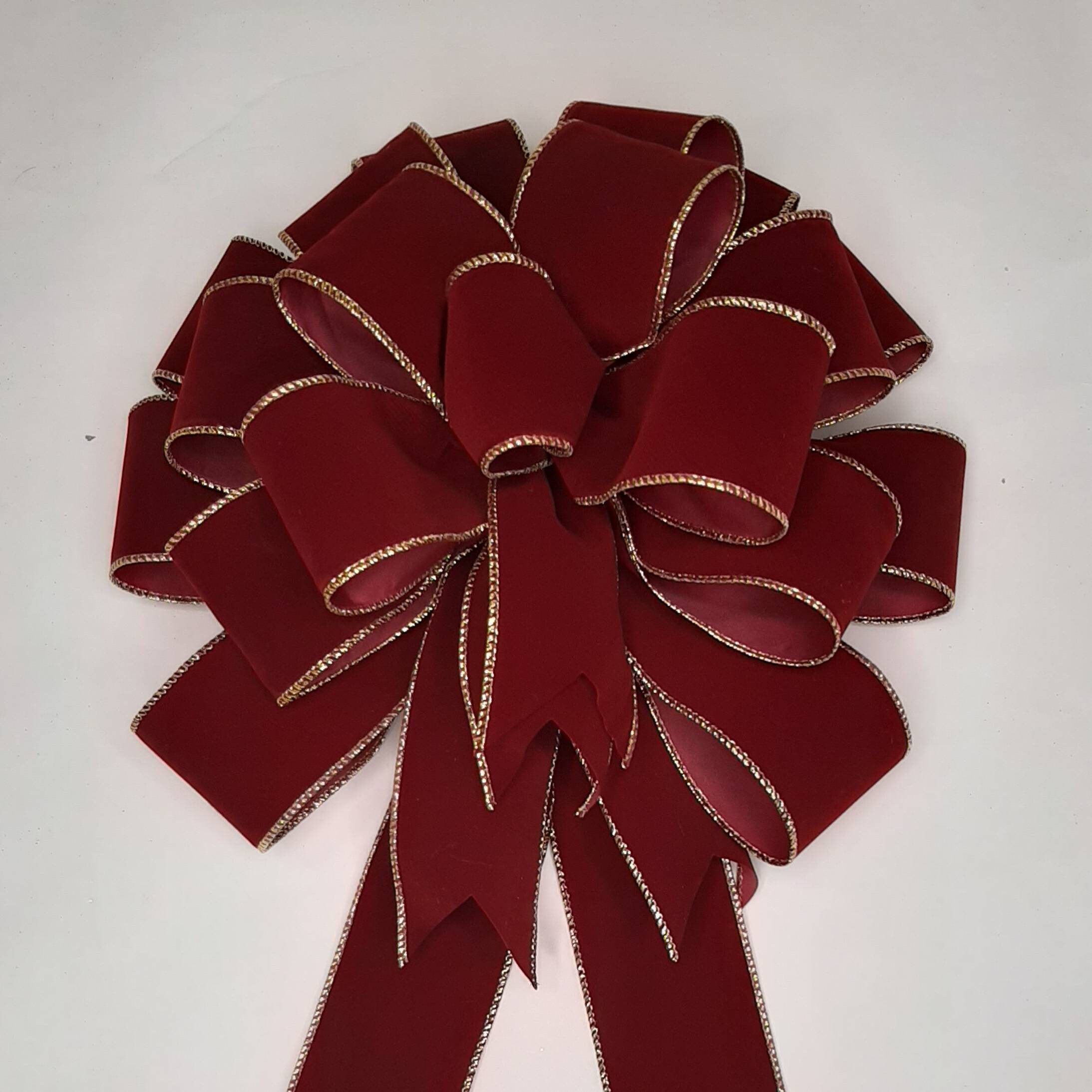 Burgundy Velvet Bow With Option Gold Edge - Etsy
