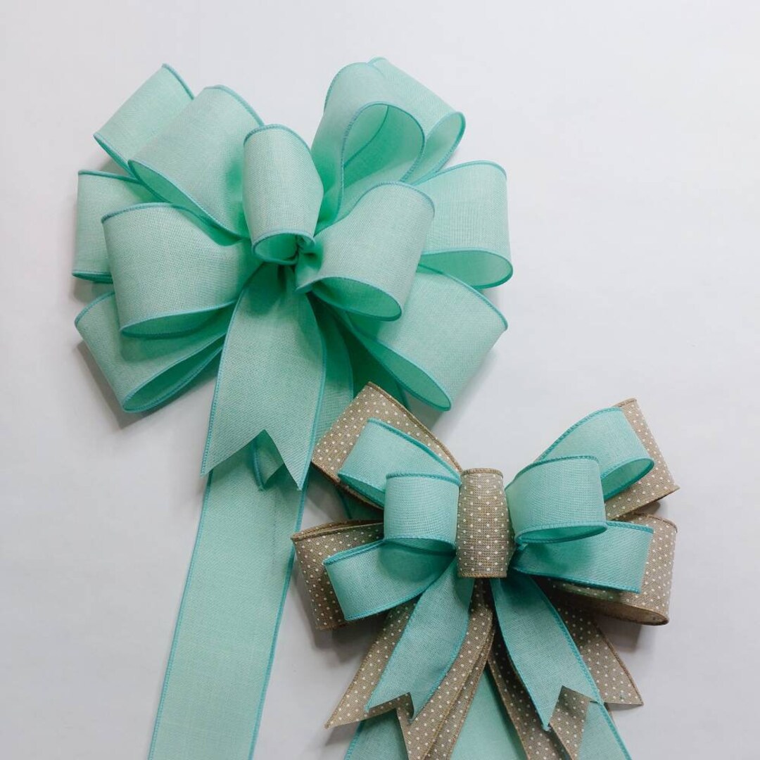 Linen Bow, Mint Green - Etsy