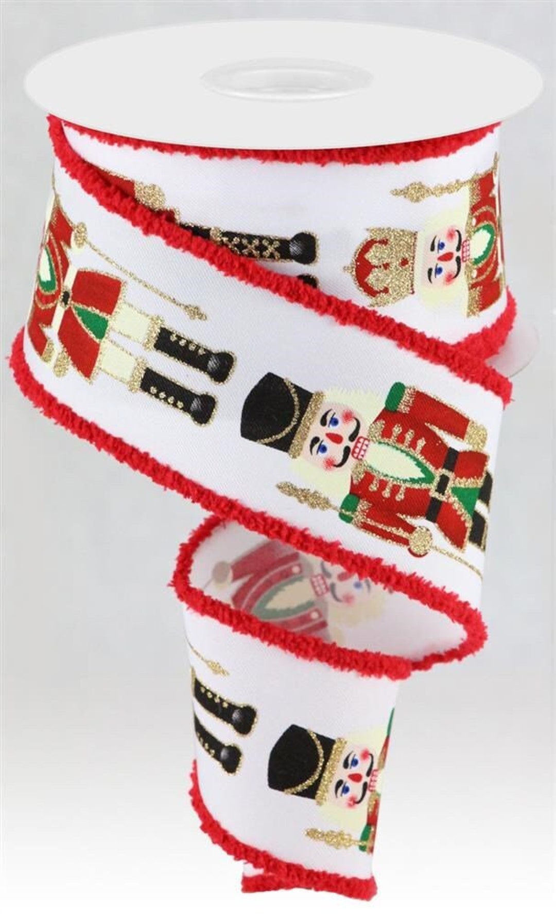 Nutcracker/drift Christmas Ribbon, Red/white/gold Metallic, Wired Edged ...