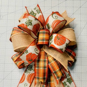 Fall Wreath Bow, Autumn Bow, Pumpkins and Fall Plaid - Etsy
