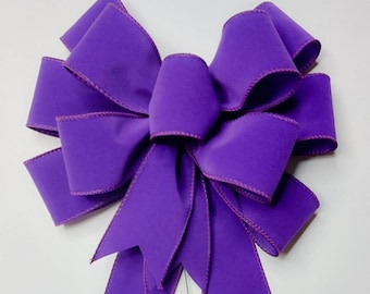 Purple Velvet Christmas Bow: Handmade Wired Ribbon Tree Topper - Etsy