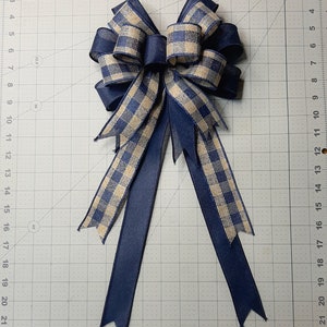 Navy Blue With Woven Check Bow - Etsy