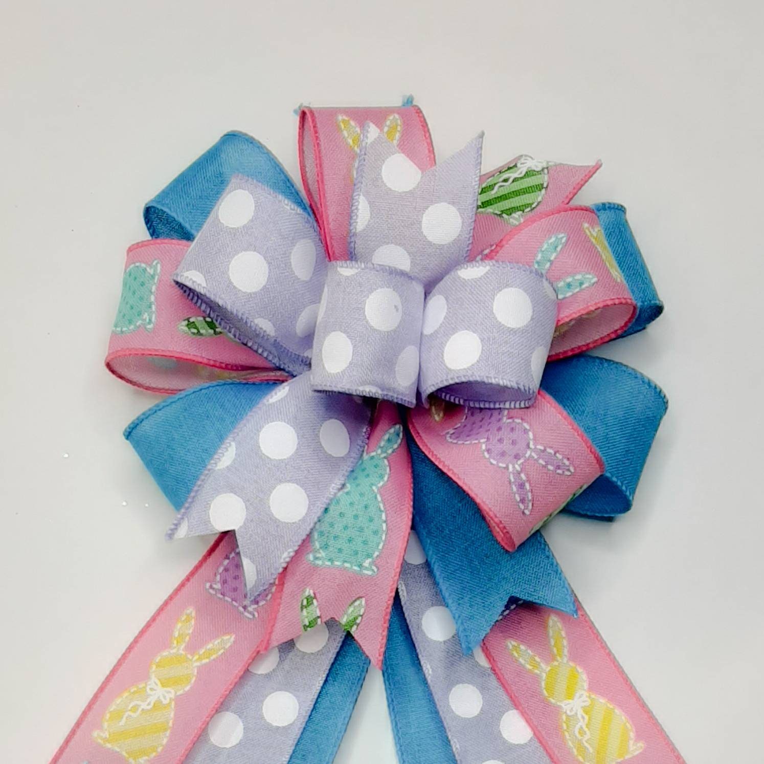 Easter Bow Spring Bow Bunny Print Turquoise Pink Lavender | Etsy