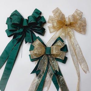 Hunter Green and Gold With Grid Pattern Wreath Bow - Etsy