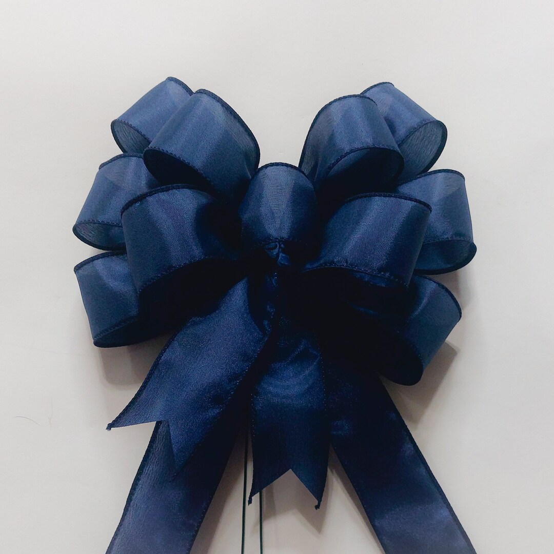 Everyday Satin Navy Blue Bow - Etsy
