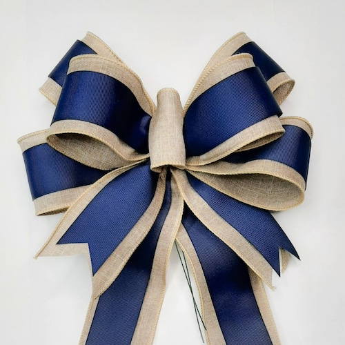Navy Blue Beige Woven Check Bow - Etsy