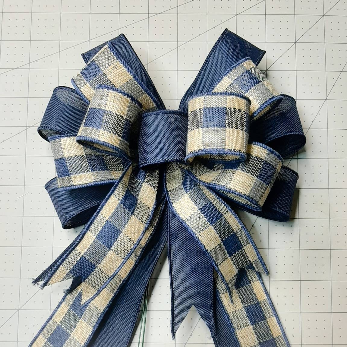 Navy Blue, Beige Woven Check Bow - Etsy
