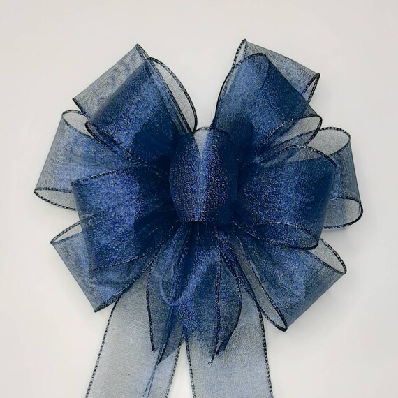 Sheer Navy Blue Bow | Etsy