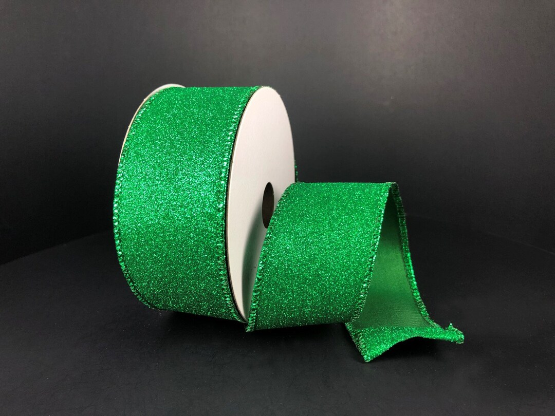 Emerald Green Glitter Ribbon, Wired Ribbon, 1.5" Wide X 10 Yard Roll - Etsy