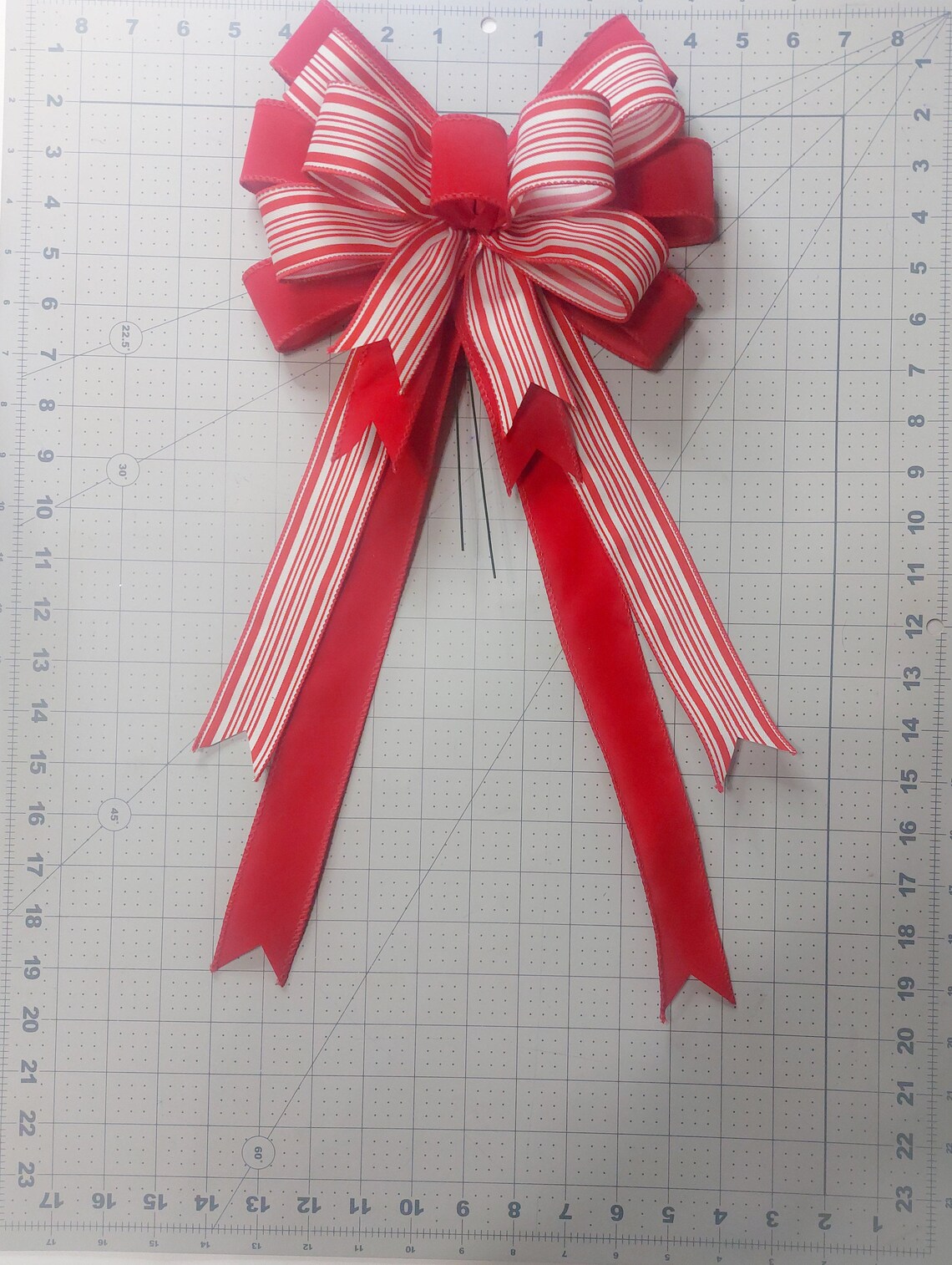 Red Varied Stripes With Red Velvet Bow - Etsy