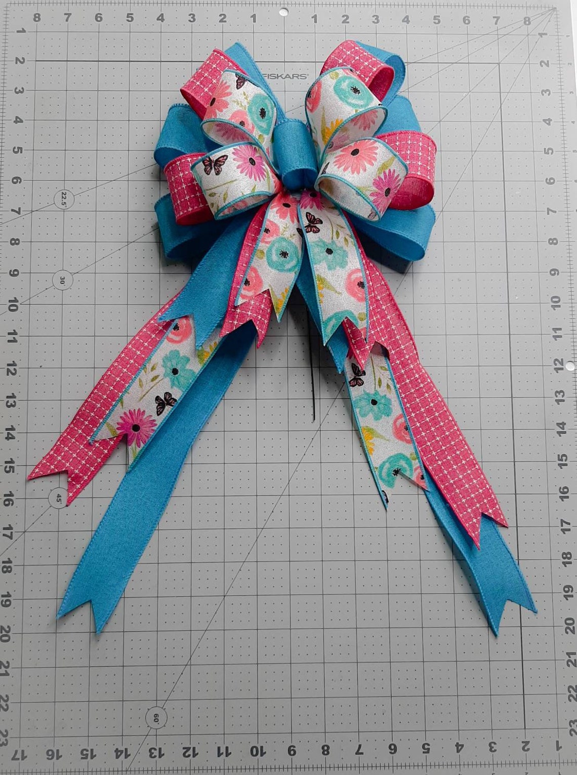 Spring Bow With Wildflower Floral Print With Butterflies - Etsy
