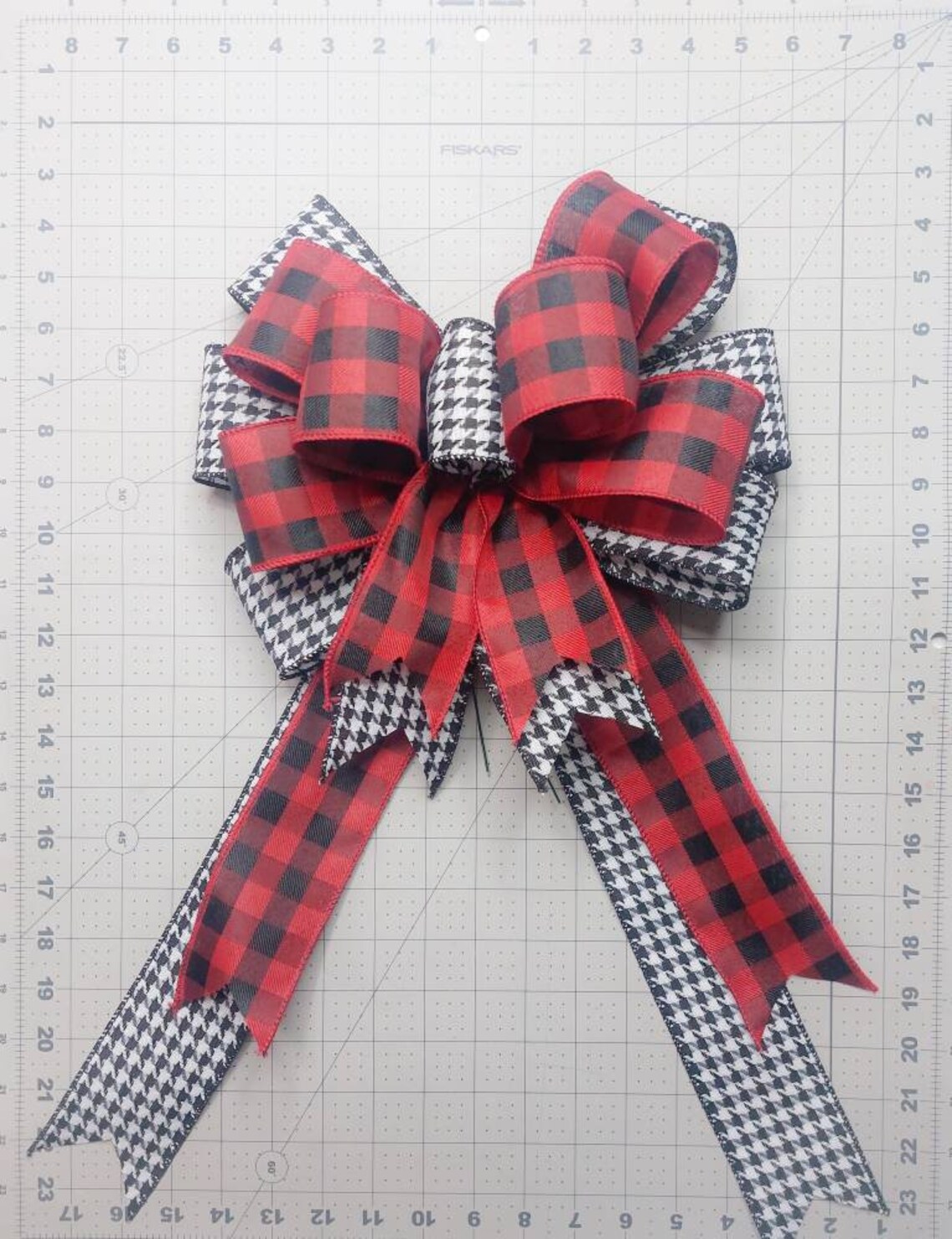 Red and Black Buffalo Check, Houndstooth Bow - Etsy