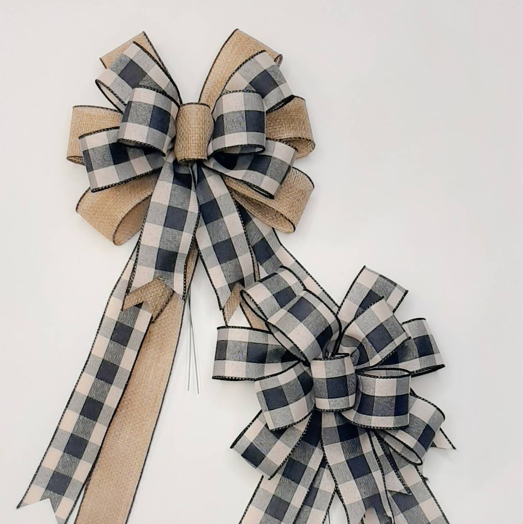 Buffalo Check Beige/black Bow, 2 Styles, Solid Check and Faux Burlap - Etsy
