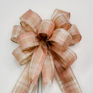 Valentine's Day Bow, Rose Gold, Pink, Cream, Gold Plaid - Etsy