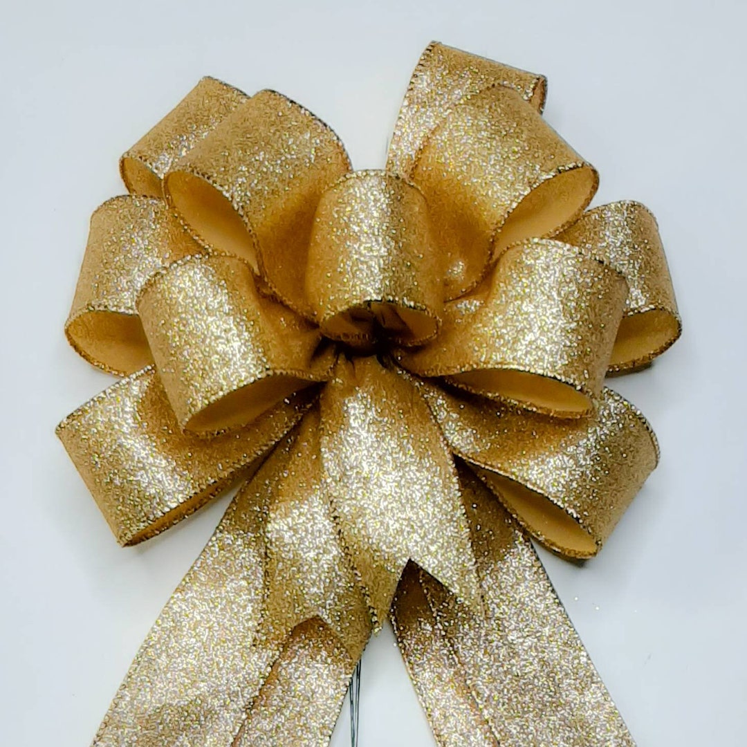 Gold, Champaign Shimmer Glitter Bow - Etsy