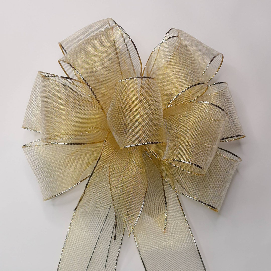 Christmas Bow, Wreath Bow, Gold, Metallic, Mesh - Etsy