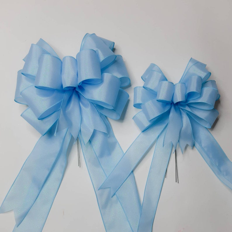 Iridescent Glitter on Satin in Light Blue Bow - Etsy